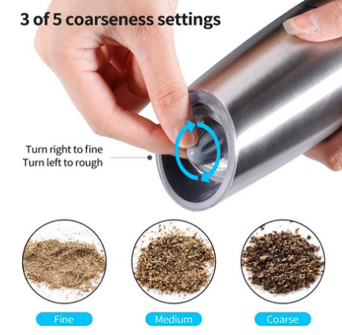 Gravity Operated Electric Salt & Pepper Mill Shaker Grinder with LED L ...